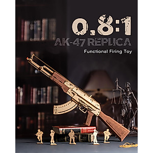 ROKR 3D Puzzles for Adults, Wooden 3D Puzzle Model AK47 Rubber Bands Gun Toys Building Kits, DIY Wood Crafts Cool Toy Hobbies for Men Women, Creative Assembly Gifts