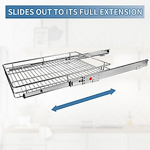 Fineera Pull Out Cabinet Drawer Organizer Sliding Drawer Storage Heavy Duty Slide Out Pantry Shelves for Home and Kitchen, 14'' W x 21'' D, Requires at Least 15-1/4'' Cabinet Opening