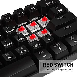 havit Wireless 60% Mechanical Keyboard 61 Keys Rainbow Backlit Gaming Keyboard Bluetooth 5.0/Type-C Wired Programmable Computer Keyboard with Red Switch for Multi-Devices PC Mac Laptop (Black)