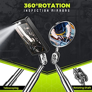 Telescoping Magnetic Pickup Tool Set-Extendable Magnet Flashlight with Inspection Mirror, Birthday Gifts for Men or Women,Boyfriend Him Husband, Dad Father, Handyman Mechanic,Truck Driver