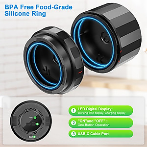 Bunyta Electric Mason Jar Vacuum Sealer Kit - 2000mAh Battery, Enhanced Motor, Wide & Regular Mouth Lids Compatible, Black - Ideal for Canning