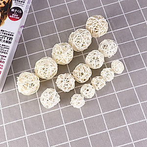 ifundom Wicker Rattan Balls, 15 PCS Decorative Balls Vase Fillers for Home Decor Centerpieces Bowl Orbs Craft Wedding Party Garden Christmas Tree Decoration House Ornaments