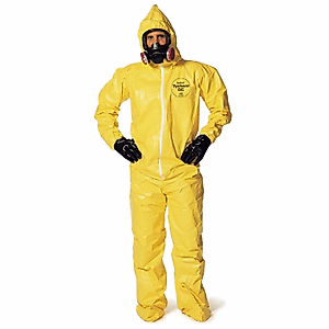 DuPont Tychem 2000 Standard Fit Hood Stormflap Elastic Wrists and Ankles Serged Seam, Yellow, Large, Pack of 1