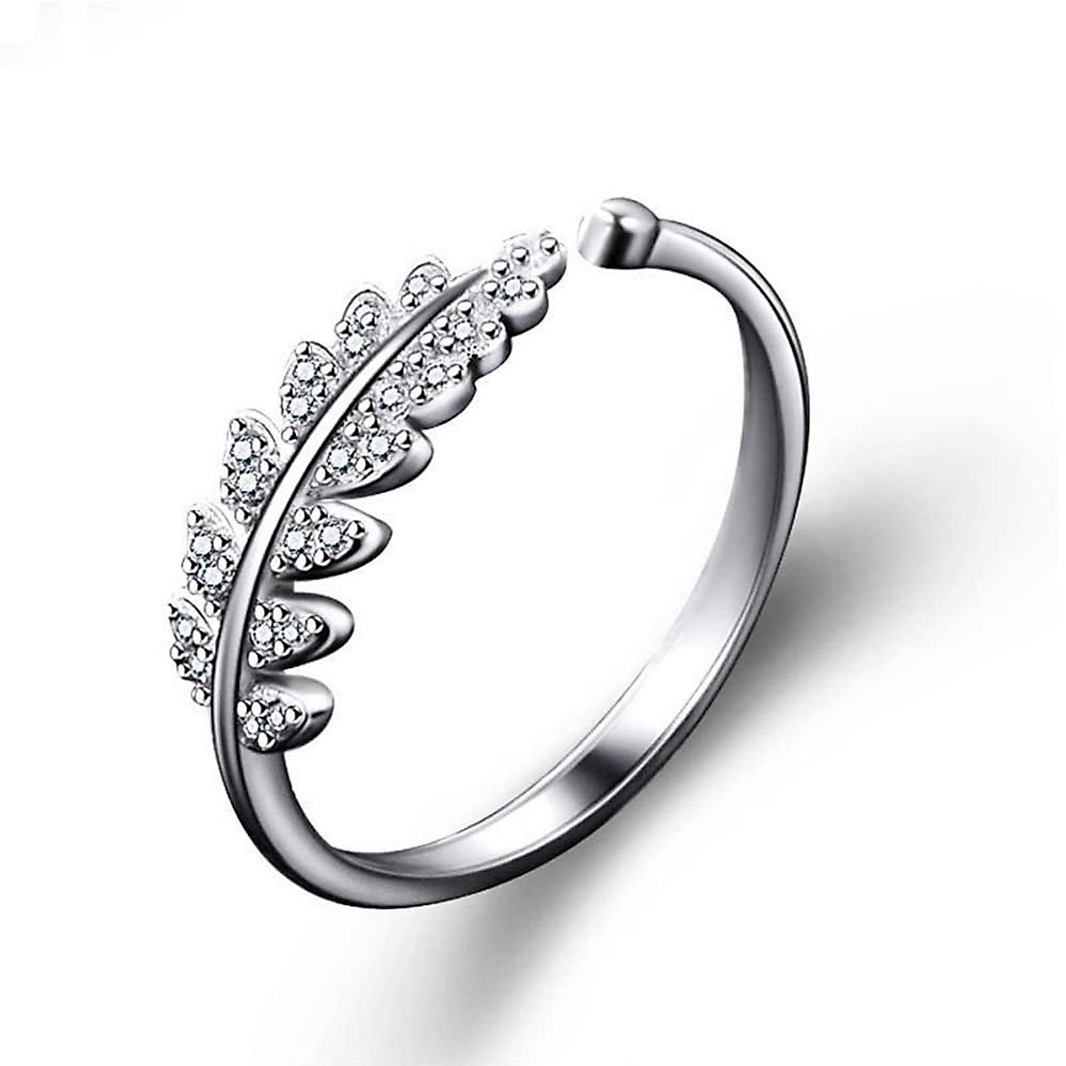 rgwtgkyh Double Leaf Wrap Rings for Women Dainty Zircon Rings Adjustable Hypoallergenic (salix leaf-silver, Adjustable)