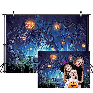 CYLYH 7X5FT Halloween Backdrop Halloween Theme Party Background Pumpkin Lantern Horror Spooky Night Photography Backdrop Halloween Decoration Background D187
