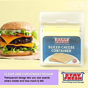 American Cheese Slice Storage Container - Stay Fresh Clear Plastic Cheese Slice Holder that is Dishwasher Safe, BPA Free. Air tight Cheese Container for your Pantry, Counter, Refrigerator