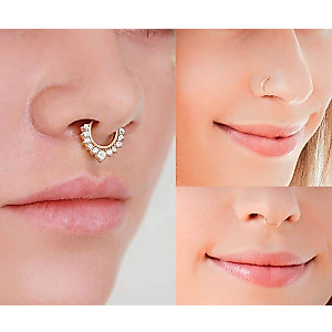 AVYRING Fake Nose Ring Hoop Faux Nose Septum Ring Non-Pierced Clip On Nostril Piercing Rings Jewelry Silver Gold