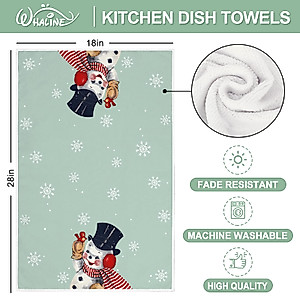 Whaline Christmas Kitchen Towel Snowman Santa Claus Snowflake Dish Towel 18 x 28 Inch Winter Holiday Let It Snow Merry Bright Hand Drying Towel Tea Towel for Cooking Baking, Set of 4