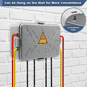 Outdoor Electrical Box,IP54 Waterproof Extension Cord Cover Weatherproof, Outdoor Outlet Covers Protect Outlet, Plug,Power Strip, Socket,Surge Holiday Light Extended Line,Grey