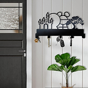 Pentacle Toys Welcome Disney Parks 5 Hook Metal Key Hangers - Mickey Key Holders - Disney World Key Hook Rack - Room Entrance Décor - Disney Land Room Décor Metal Hooks - Metal Wall Décor Gift