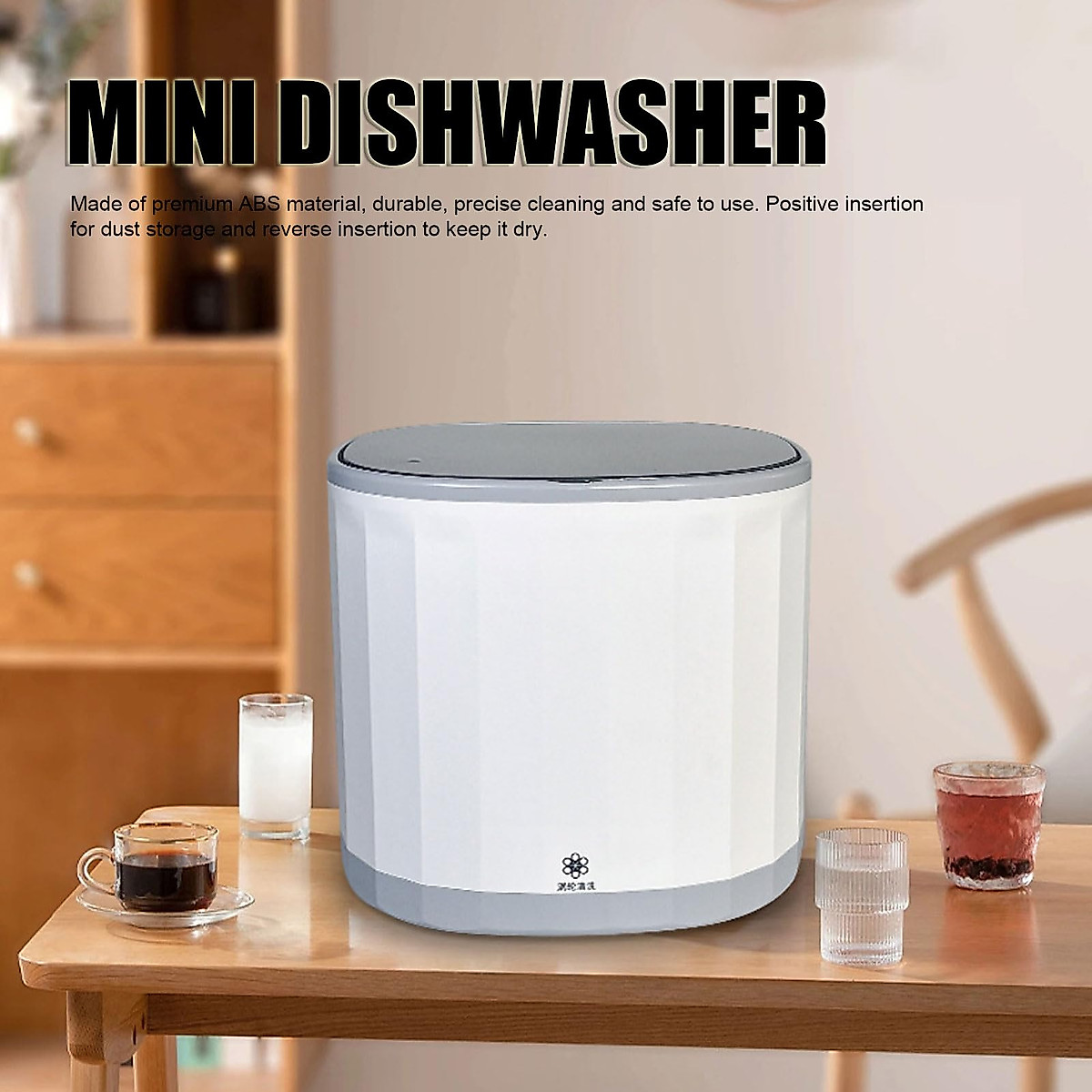 Mini Dishwasher, Compact Countertop Dishwasher with 4L Built in Water, 360° Spray & 2000mAh Battery, USB Rechargeable Portable Dishwasher for Small Apartments, Dorms & RVs