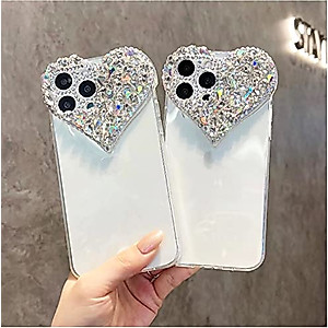 MOSEZA Compatible with iPhone 13 Pro Max case,Luxury Bling Rhinestone 3D Diamond Love Case Cute Glitter Sparkle Soft Silicone TPU Case Cover for Women Girls