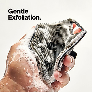 Tooletries - The Ultimate Scrubber Set - Silicone Shower Scrubber for Body with Shower Hook & Face Exfoliator Brush with Holder - Shower Accessories, Removable & Reusable - Charcoal