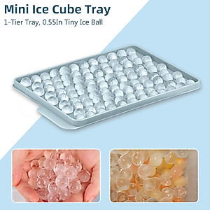 WIBIMEN Round Ice Cube Trays, Ice Ball Maker Mold for Freezer, Circle Ice Cube Tray Making 1.2in X 99PCS Sphere Ice Chilling Cocktail Whiskey Tea & Coffee(3Pack Blue Ice trays & Ice Bin & Ice tong)