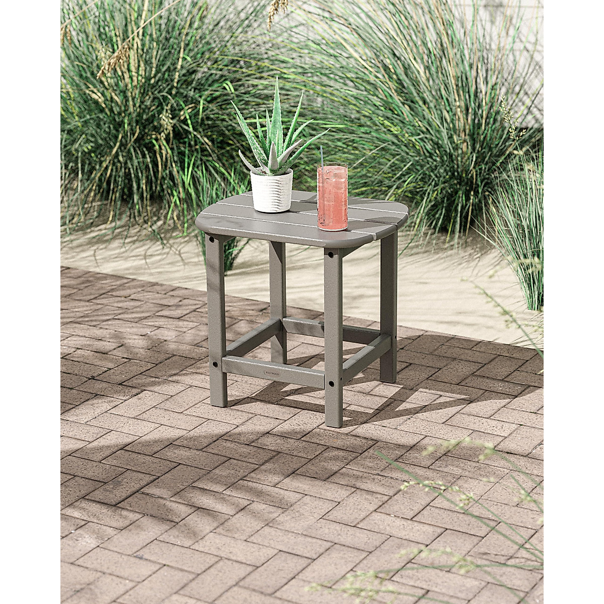 POLYWOOD SBT18GY South Beach 18" Outdoor Side Table, Slate Grey