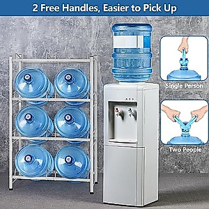 5 Gallon Water Jug Holder of 4 Tiers Water Bottle Storage Rack Stand with Large Capacity for 8 Bottles Heavy Duty Water Bottle Organizer Save Space for Kitchen, Dining Room, Garage (Silver)