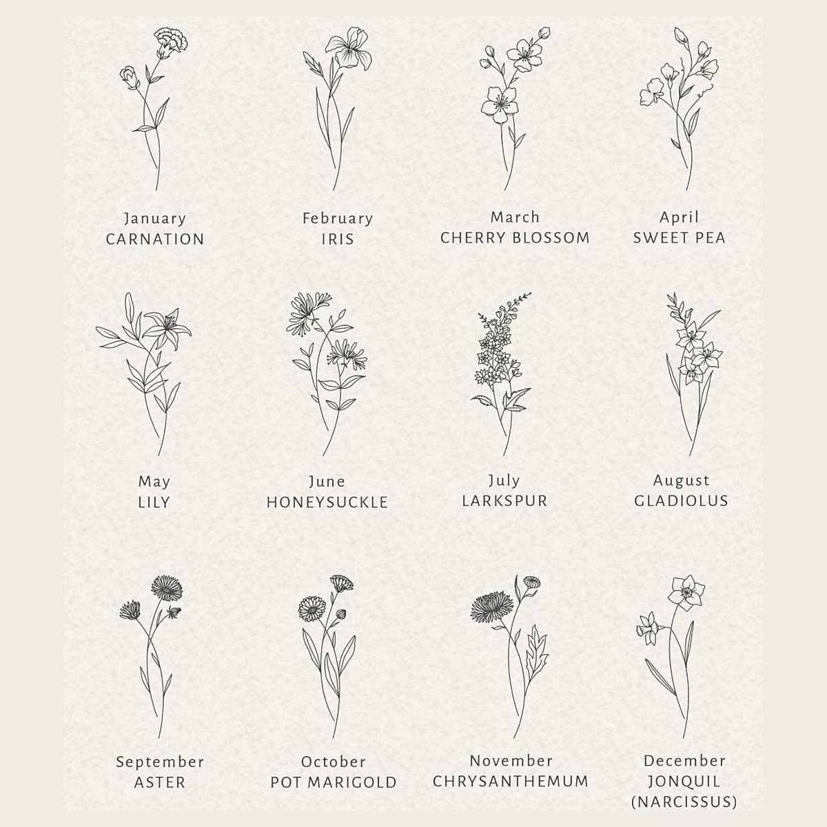 LONAGO Birth Flower Ring Personalized Name Ring Custom Name Stacking Ring Engrave Names Initial Ring for Women