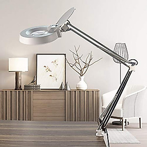 Gynnx LED Magnifying Lamp with Clamp, 10X Magnifier 4200 Lumens,5 Inch Magnifier Glass Lens, 120 PCS LEDs,Adjustable Stainless Steel Lamp Arm for Reading,Craft,Knitting,Desktop Office Workbench MY1