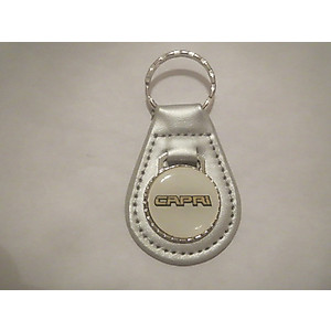 1980's 1990's CAPRI LETTERING EMBLEM LOGO LEATHER KEYCHAIN - SILVER