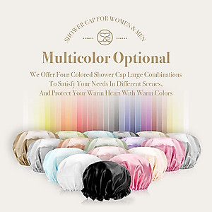 Extra Large Reusable Shower Cap for Men, Women (Black 4 Pack ) Satin Double Layer EVA Waterproof Long Hair Cap