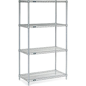 Nexel 18" x 36" x 63" , 4 Tier, NSF Listed Adjustable Wire Shelving, Unit Commercial Storage Rack, Silver Epoxy, Leveling feet