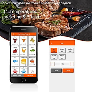 Cloud BBQ 500FT Wireless Meat Thermometer, Smart Rechargeable BBQ Thermometer with Four Probes, Bluetooth Meat Thermometer for Somker, Oven,Grilling, Cooking Turkey Fish Beef (FS-66)