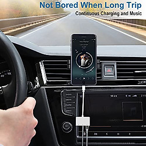 3 in 1 Lightning to 3.5mm Jack Headphone Adapter Earphone Jack Audio and Charging Adapter Headphone Splitter Compatible for iPhone 13 12 11 SE XS XR X 8 7 and iPad