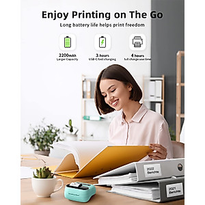 Phomemo Label Maker, M220 Portable Bluetooth Wireless Inkless Label Printer, 3 Inch Barcoden Labeler, Great for Home, School & Office, Compatible with Phone, PC, with 3 Label