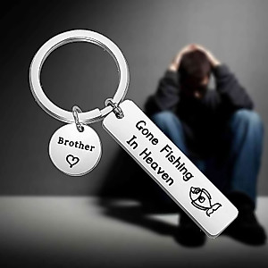 AKTAP Memorial Keychain In Memory Of Dad Gone Fishing In Heaven Sympathy Gift For Loss of Loved One
