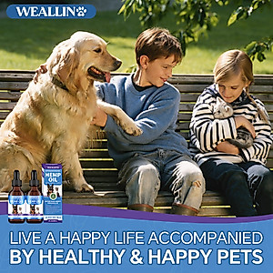 WEALLIN Hemp Oil for Dogs and Cats, Rich in Omega 3, 6, 9 and Organic Extract Helps Pets with Anxiety, Pain, Skin and Coat Health, Stress, Hip and Joint Support, Pet's Calming Treat (2 Pack)