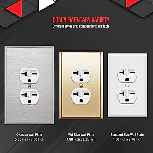 ENERLITES Duplex Receptacle, 20 Amp Electrical Wall Outlet, Industrial Grade, 2-Pole, 3-Wire, 20A 250V, UL Listed, 62081-W, White