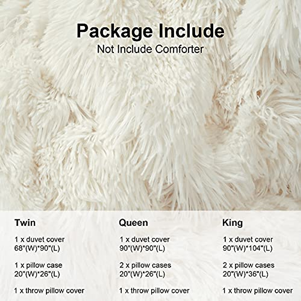 Plush Duvet Cover Set, Luxury Ultra Soft Velvet Duvet Cover Set Fluffy Plush Shaggy Bedding Sets 4 Pieces(1 Duvet Cover + 2 Pillow Case + 1 Pillow Cover) Zipper Closure (Queen, Light Beige)