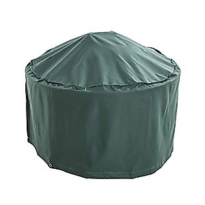 Plow & Hearth Outdoor Fire Pit Cover | All-Weather | Water-Repellent | Cloth-Like Polyester | Resists Fading | Toggle Closure | Reinforced Seams | 32" Dia. x 18" H | Green