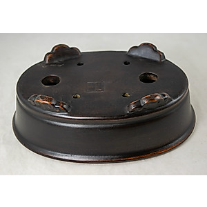 Vintage Oval Yixing Zisha Bonsai Pot, Cactus & Succulent Planter + Mesh - 8.25"x 6.25"x 2.5"