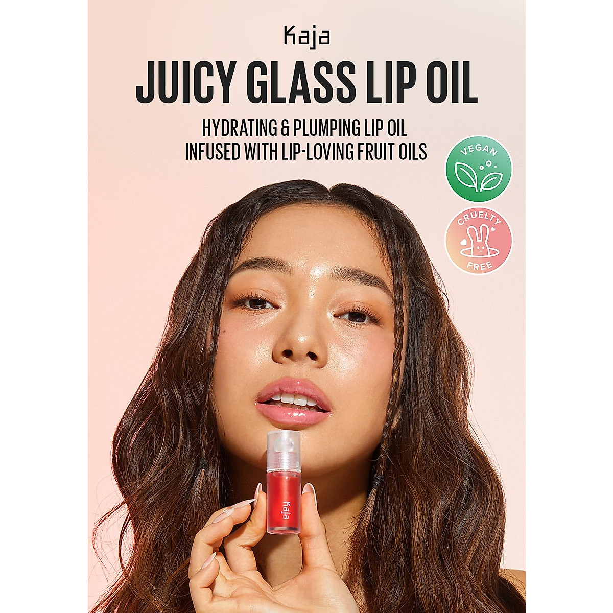 Kaja Juicy Glass Lip Oil | Hydrating, Feel Plumped and Lightweight with Vitamin Tree Fruit Oil for Glass Skin Look | 01 Rose Hip Spritz | Vegan, Cruelty-Free