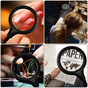 Delixike Magnifying Glass with Light and Stand,Hands Free Magnifying Lamp with Flexible Gooseneck,Dimmable Magnifier for Reading Repair Close Work Craft