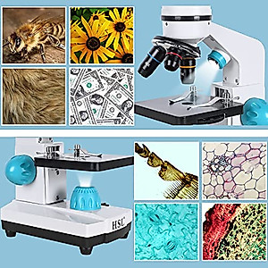 HSL Microscope for Kids,40X-2000X monocular Microscopes for Adults Students Beginner with LAD Set,Dual LED Phone Adapter Powerful Biological Microscopes for School Boys Girls Home Education Laboratory