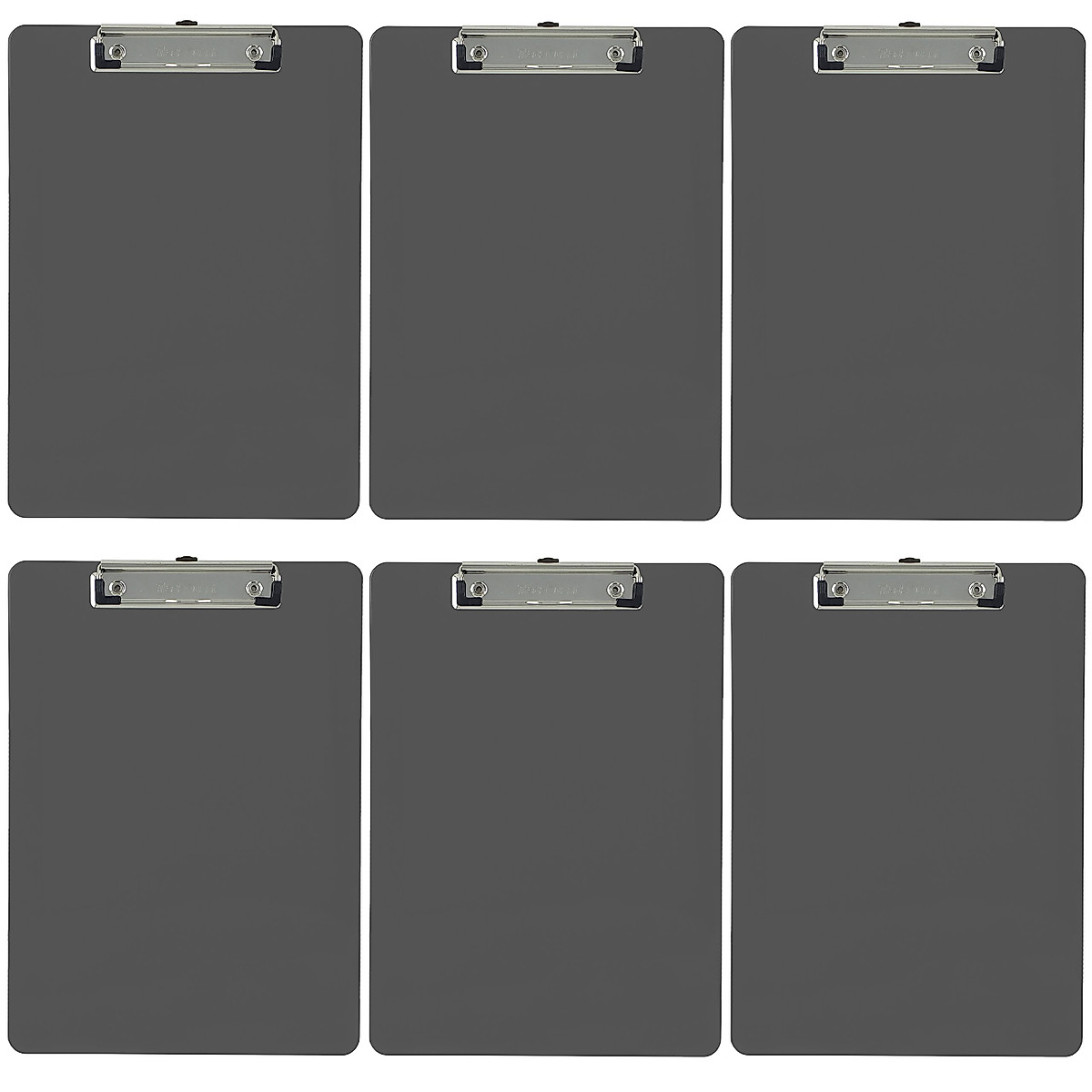 Trade Quest Plastic Clipboard Opaque Color Letter Size Low Profile Clip (Pack of 6) (Gray)