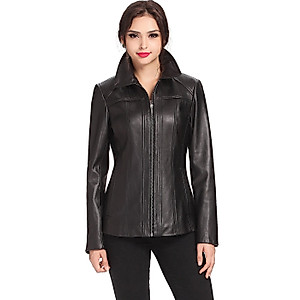 BGSD Women Ellen Lambskin Leather Jacket (Also available in Plus Size & Petite), Black, X-Large Petite