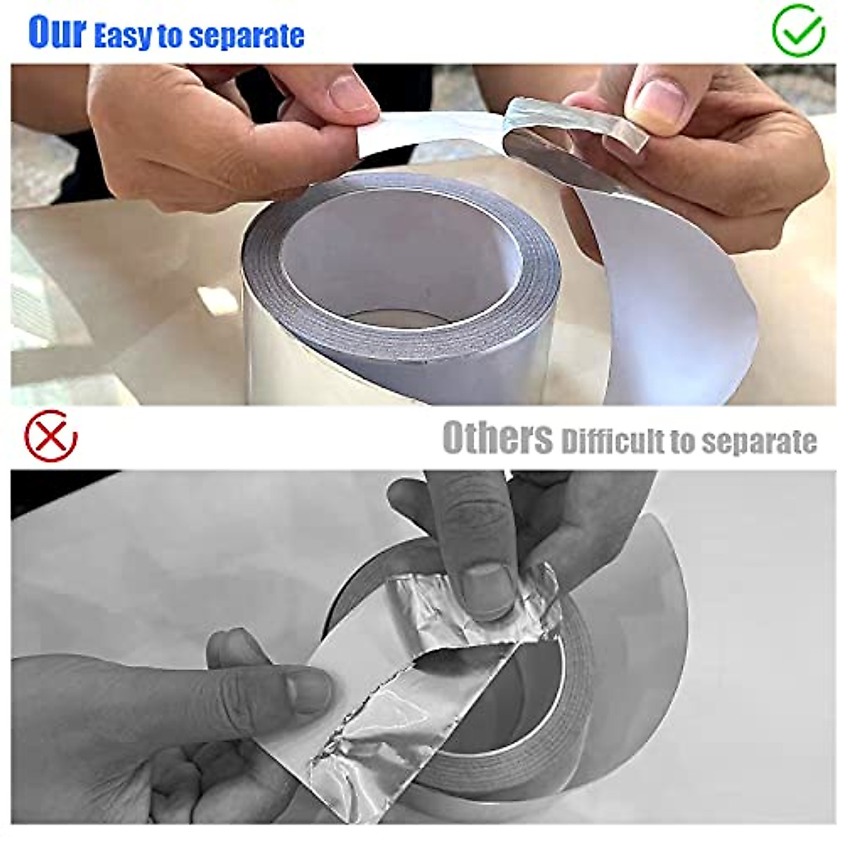 Aluminum Tape, 2 inch x 65 Feet Foil Tape (3.9 mil), Insulation Adhesive Metal Tape, High Temperature Heavy Duty HVAC Tape, Silver Tape Aluminum Foil Tape for Ductwork, Dryer Vent, HVAC