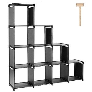 Skatolly Storage Organizer Rack, 10- Cube DIY Plastic Modular Storage Shelves, Closet Organizer Shelving Storage Cabinet for Bedroom Living Room Office