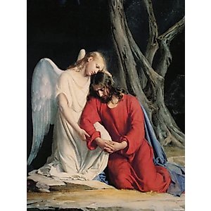 UPABLUNSO Diamond Painting Angel in The Garden Jesus Christian Religion Kit for Adults Full Drill Diamond Art Painting by Number Kits Gem Art Wall Home Decor 12x16 Inch