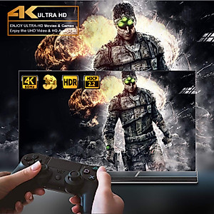 SGEYR HDMI 2.0 Switch 4 Port, HDMI Switch Splitter 4 in 1 Out, Metal HDMI Switcher 4K with IR Remote, Support HDCP 2.2 Support 4K@60Hz Ultra HD 3D 2160P 1080P, Compatible for PS3/PS4,Xbox