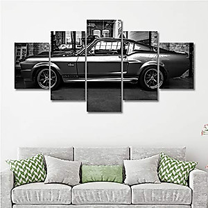 HD Printed Car Art Painting 5P Wall Decor FORD MUSTANG GT500 ELEANOR CANVAS SET Canvas Decor Painting (12x16x2 12x24x2 12x32,Unframed)