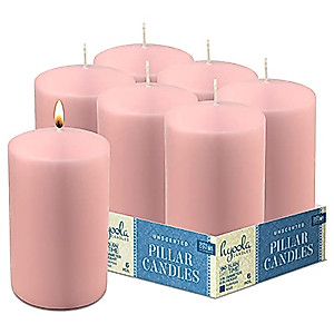 Hyoola Light Pink Pillar Candles 3x6 Inch - 6 Pack Unscented Pillar Candles Bulk - European Made