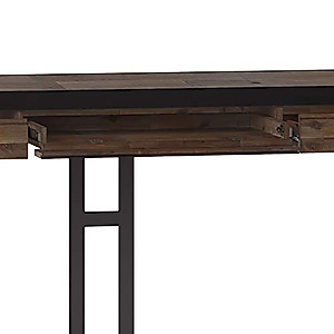 SIMPLIHOME Erina SOLID WOOD and Metal Modern Industrial 72 inch Wide Home Office Desk, Writing Table, Workstation, Study Table Furniture in Rustic Natural Aged Brown with 2 Drawers