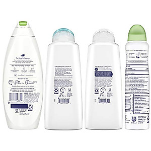 Dove Hair and Skin Care Regimen Pack Cool Moisture For Soft Skin and Clean Hair Includes 2 Hair and 2 Skin Care Products 4 Count