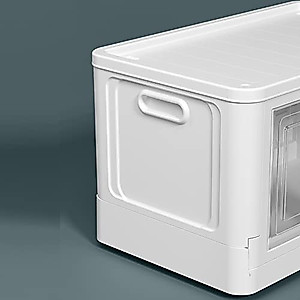 Collapsible Storage Bins with Lids Storage Bins Folding Storage Box with Doors for Closet Organizers and Storage (L)