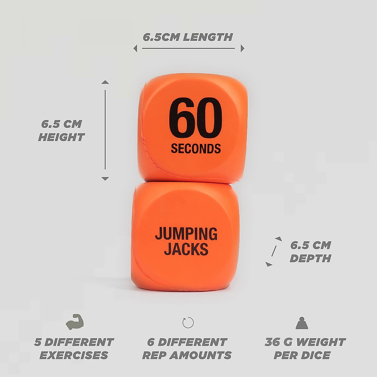 Phoenix Fitness Exercise Dice - Workout Dice Game for Cardio, HIIT Training and Exercise Classes - Full Body Training includes Push Ups, Squats, Jumping Jacks, Crunches & Wildcard - Home and Gym