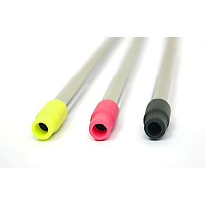 MANGKHUT 3 Pack Metal Reusable Straws with Silicone Tip & Carrying Case & Cleaning Brush, Compact Portable Stainless Steel Drinking Straws with Telescopic Design up to 8.46 inch, Gray & Green & Pink